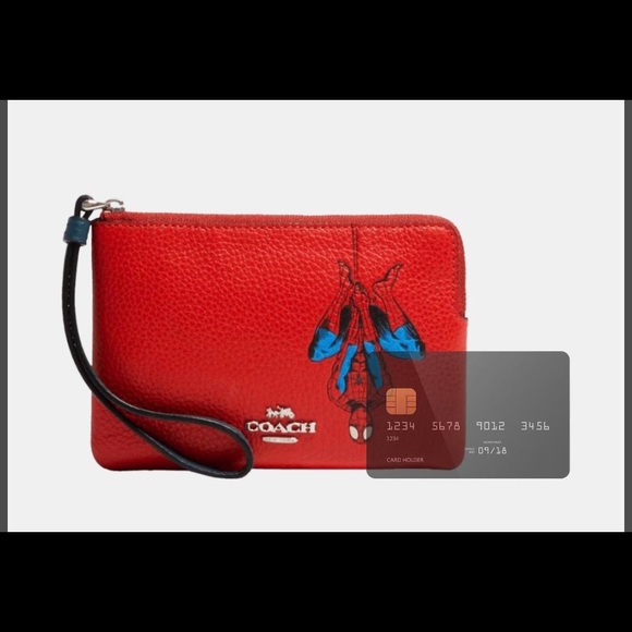 Coach | Bags | Coach Marvel Corner Zip Wristlet Spiderman | Poshmark